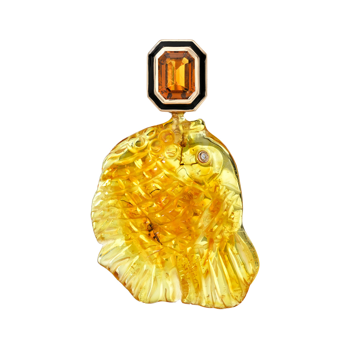 CLASSIC AMBER FISH CHARM WITH CITRINE